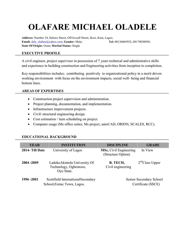 olafare michael CV2 | PDF