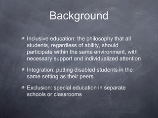The Inclusive Education Debate | PPT