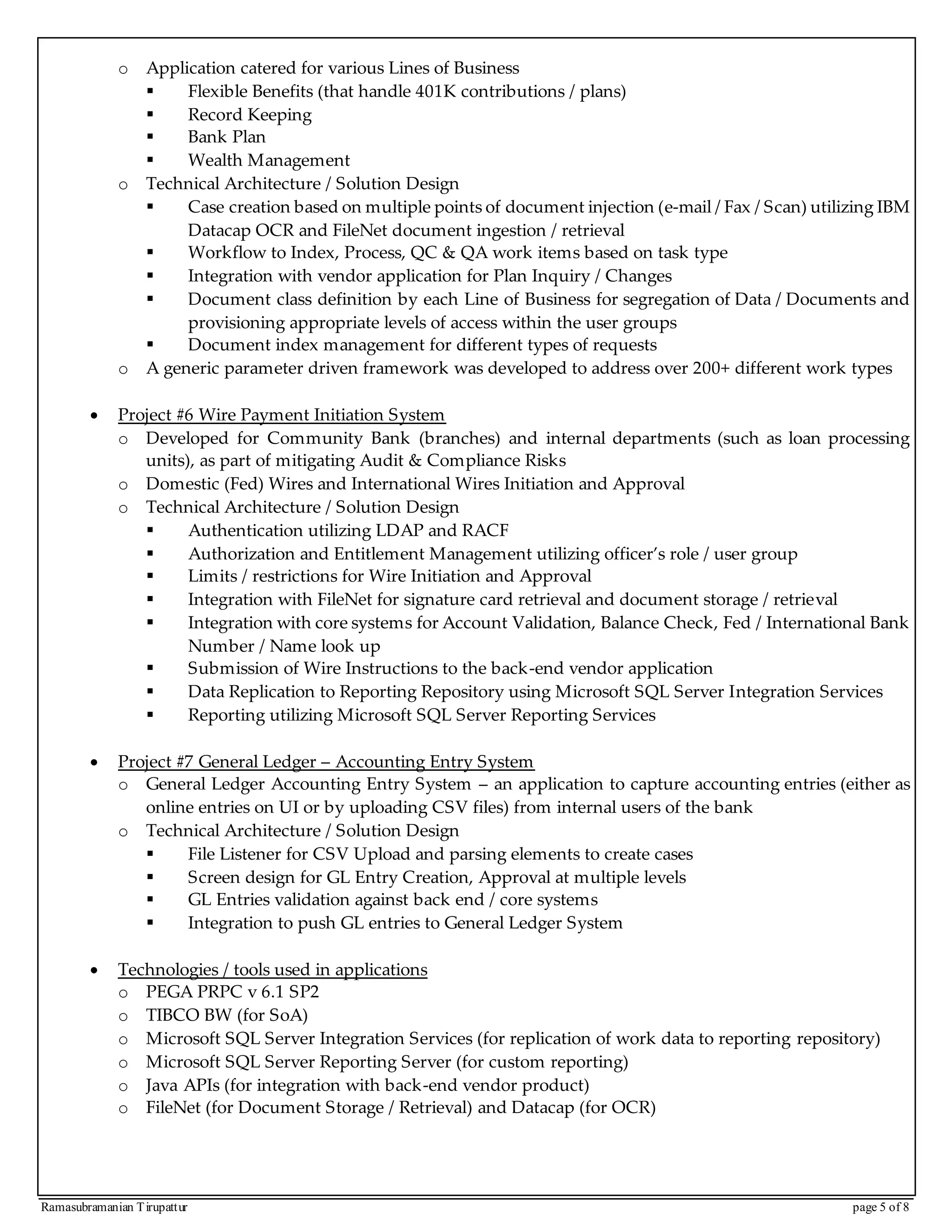 Ramasubramanian Tirupattur | DOCX | Databases | Computer Software and Applications