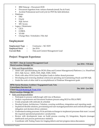 Ramasubramanian Tirupattur | DOCX | Databases | Computer Software and Applications