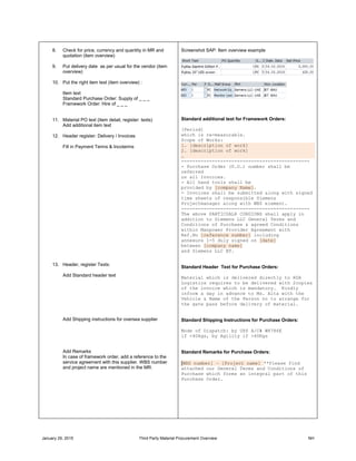 Third Party Material Procurement Overview-INSTRUCTIONS AMANUAL | PDF