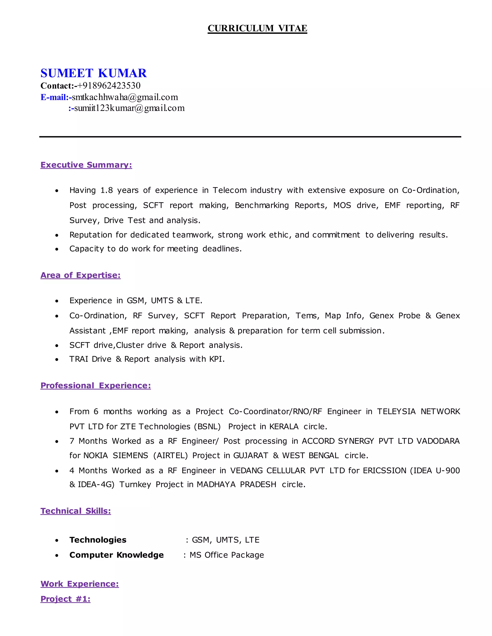 Sumeet (Resume) | DOCX