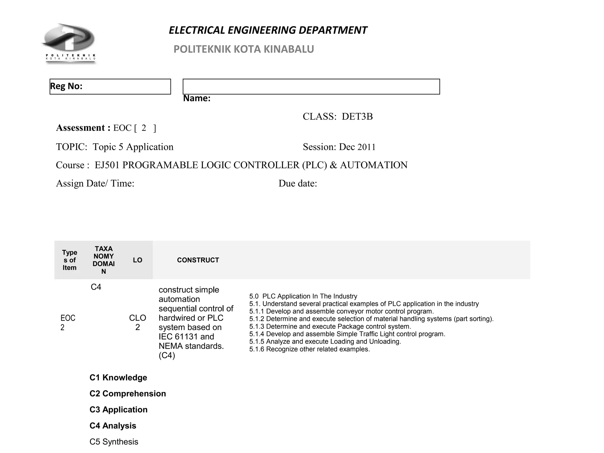 E4800 ej501 topic_5_designing_plc_application | PPT