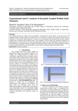 Experimental and Fe Analysis of Eccentric Loaded Welded Joint Structure ...