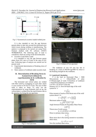 Experimental and Fe Analysis of Eccentric Loaded Welded Joint Structure | PDF