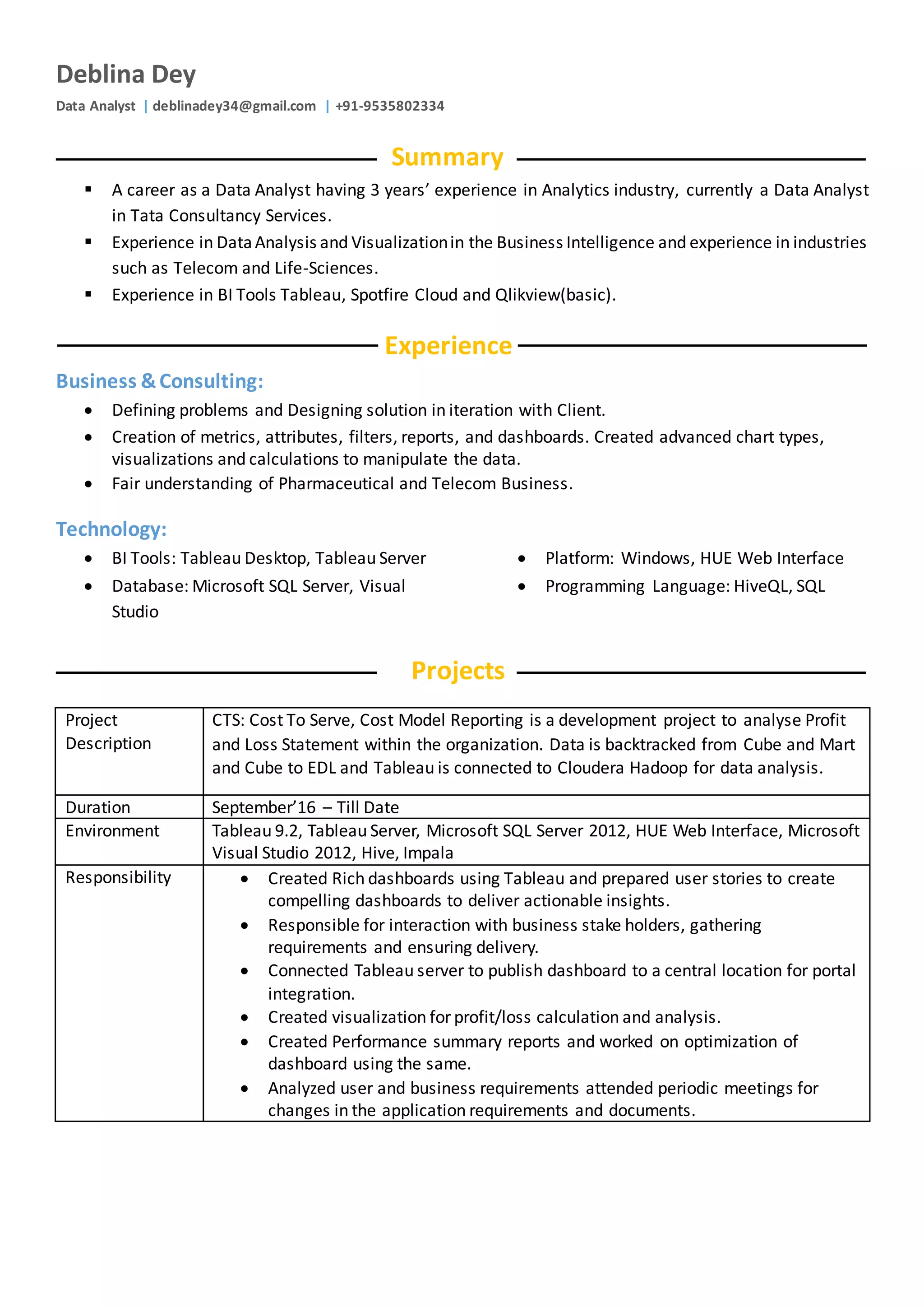 Deblina Dey - Resume | DOCX | Databases | Computer Software and Applications