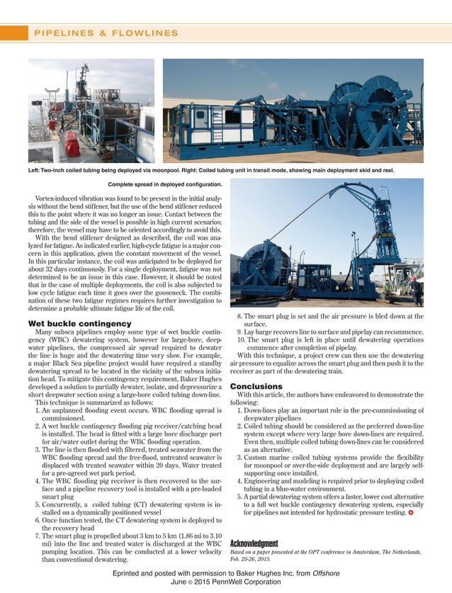 Offshore - Coiled Tubing Offers Pre-Commissioning Tool for Deepwater Pipelines - June 2015 | PDF ...