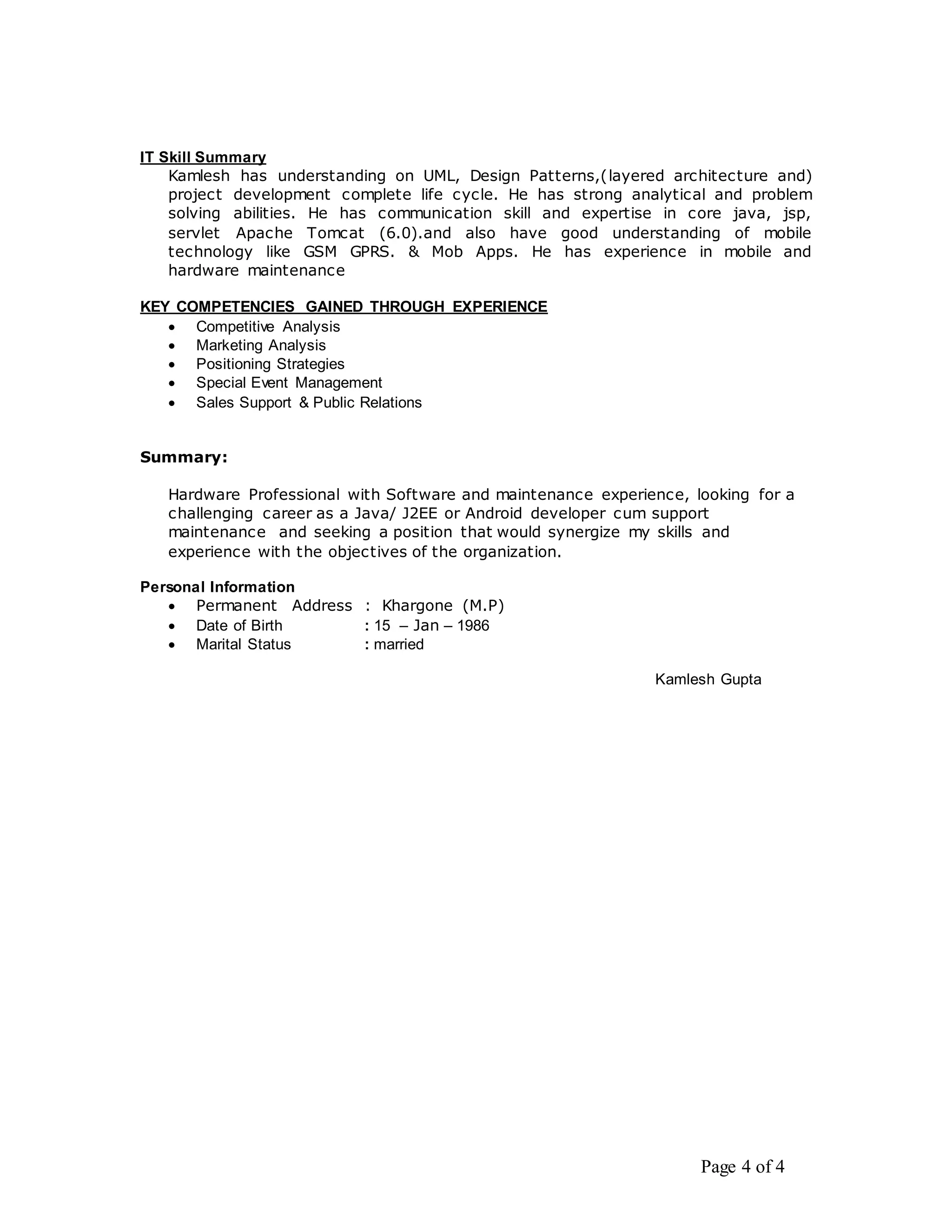 Kamlesh Resume 01-05-2016 | DOCX