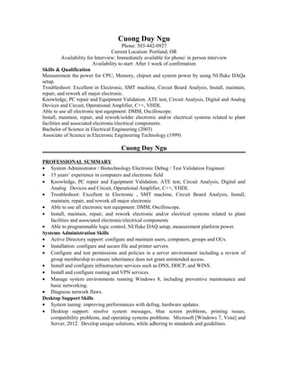 Cuong Duy Ngu's Resume | PDF