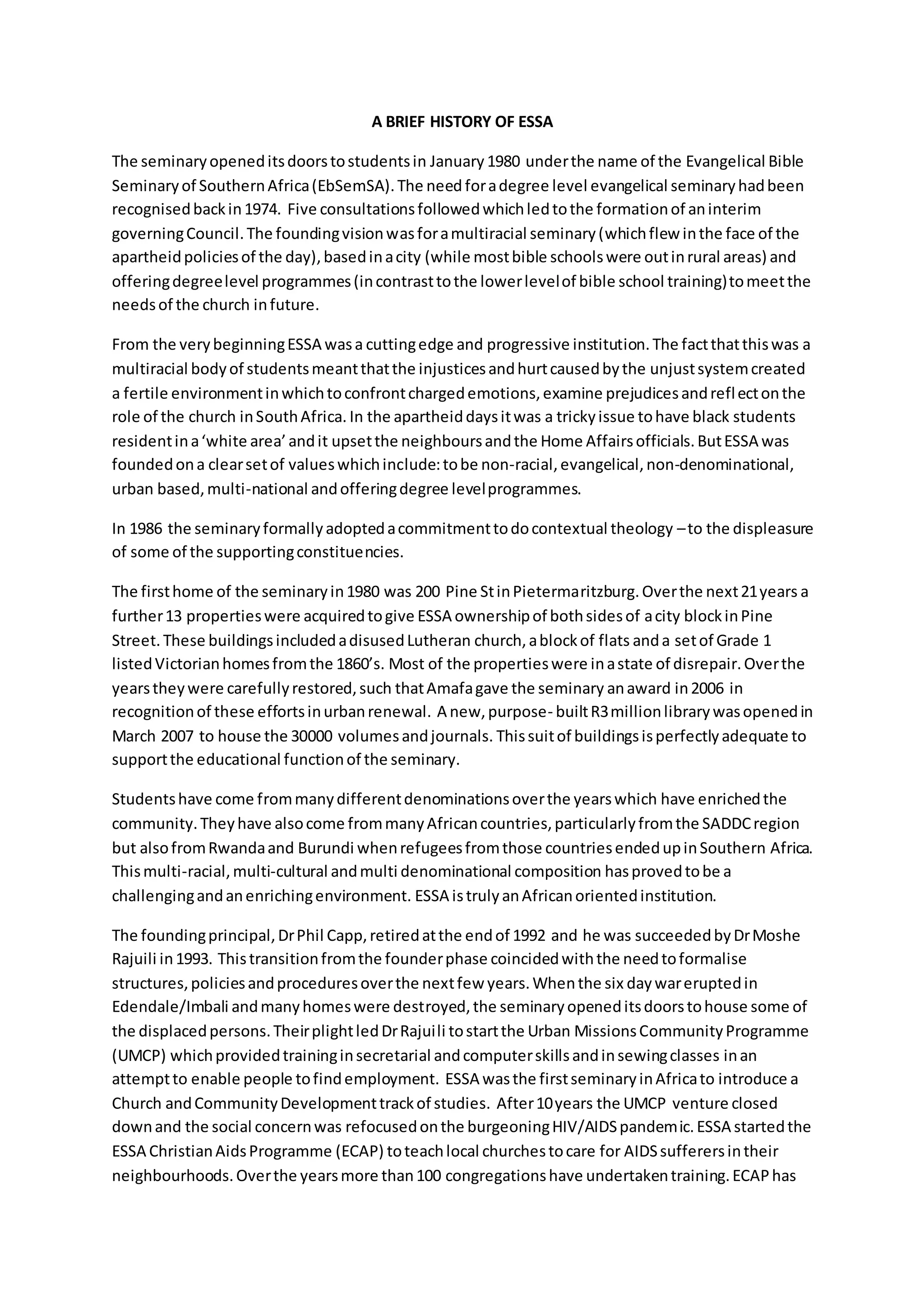 A BRIEF HISTORY OF ESSA | PDF