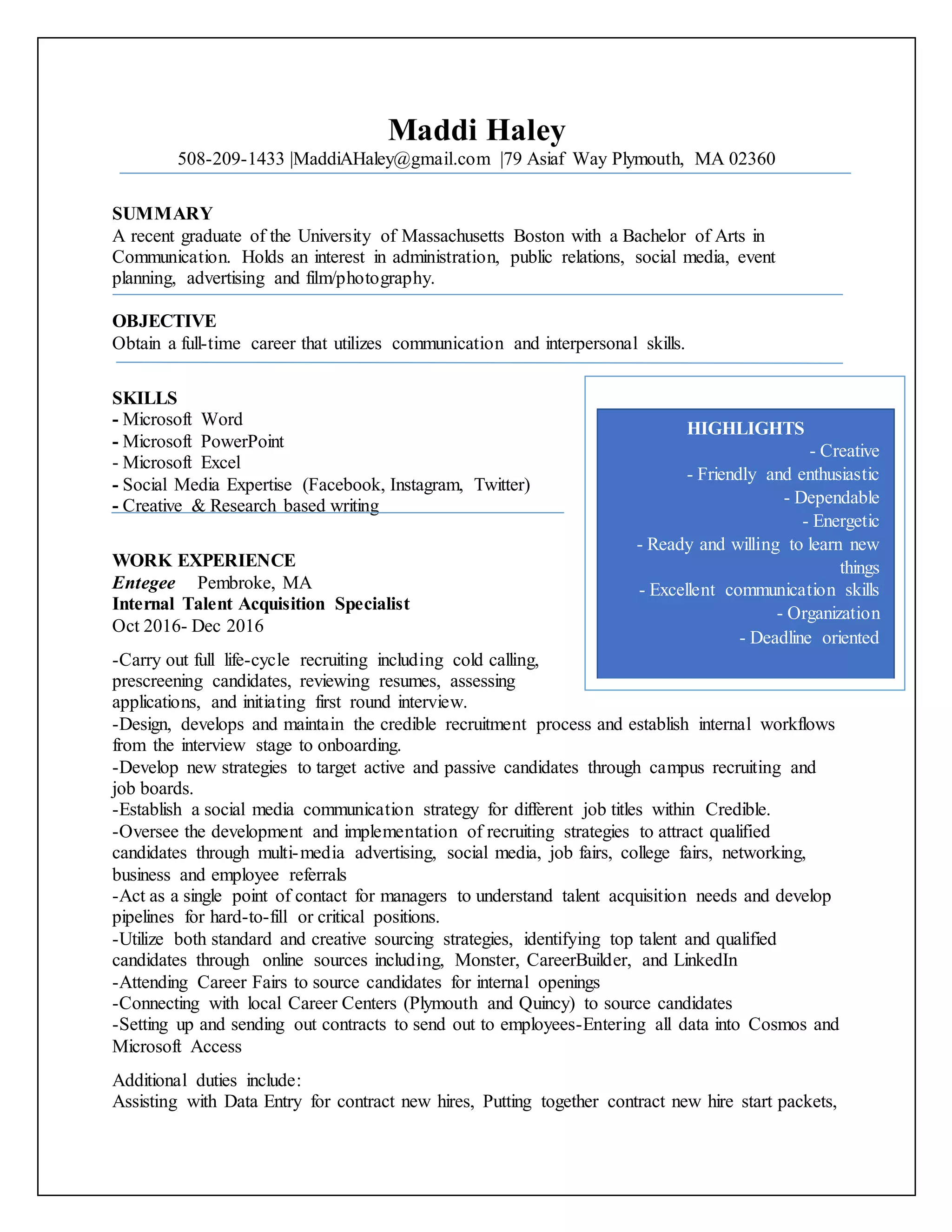 Madeleine Haley Resume | PDF