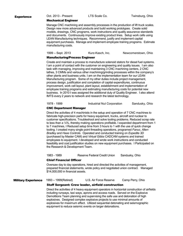 resume 2015 SMariea | PDF | Mechanical and Industrial Engineering Industry | Industries
