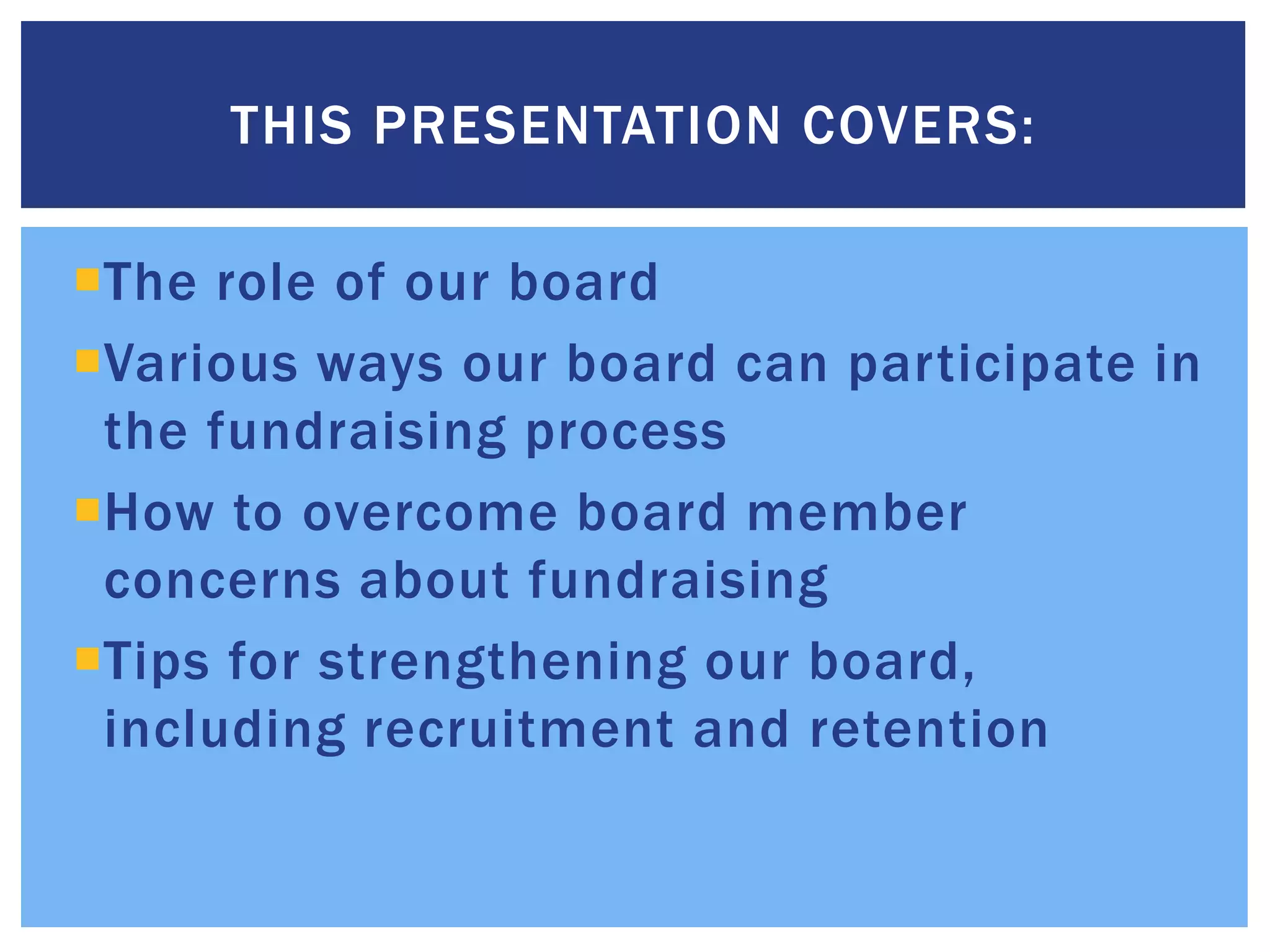 The Fundraising Role of a Non-Profit Board | PPTX