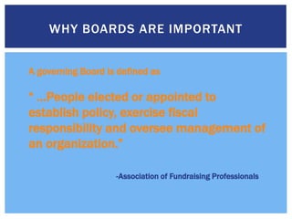 The Fundraising Role of a Non-Profit Board | PPTX