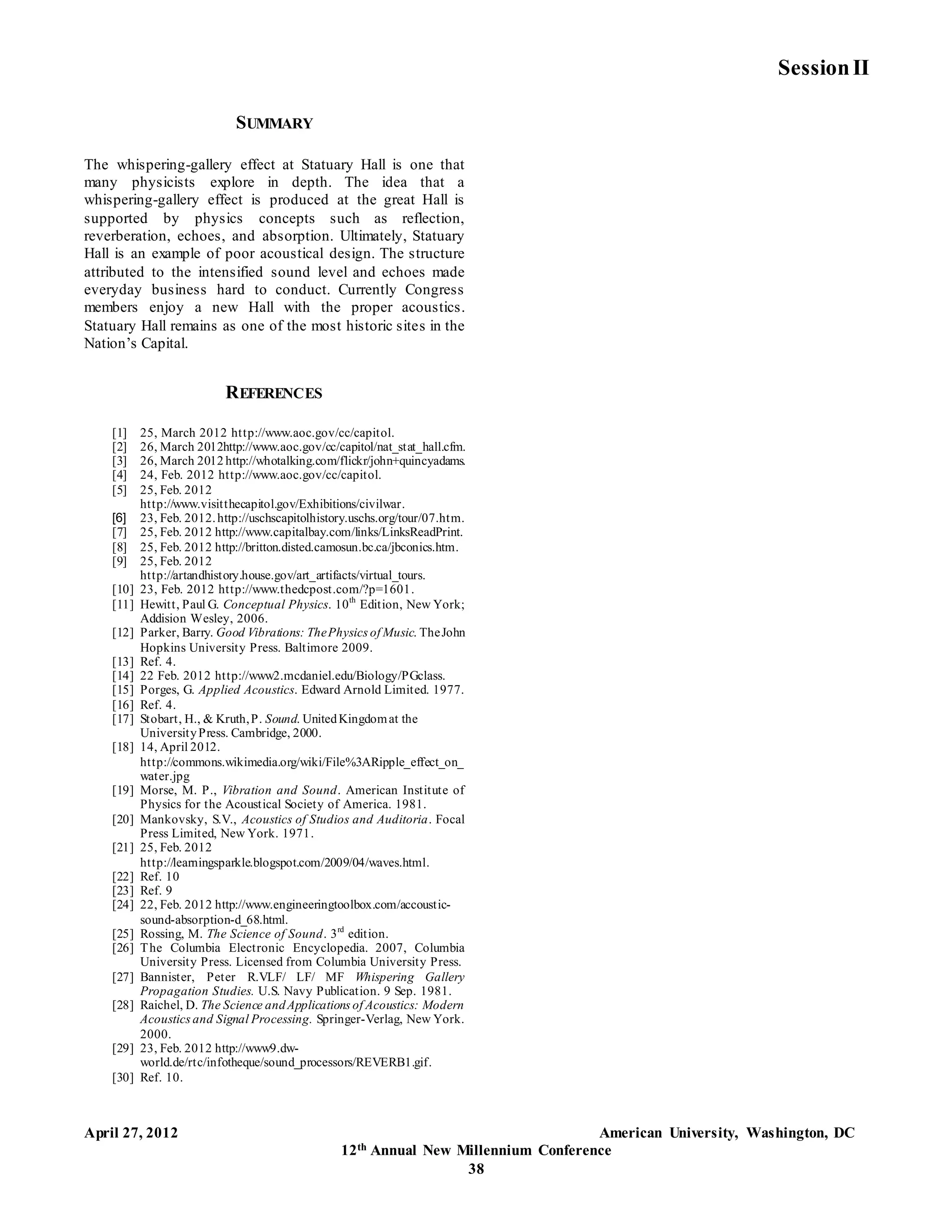 The Whispering Gallery, Statuary Hall Unveiled | DOCX