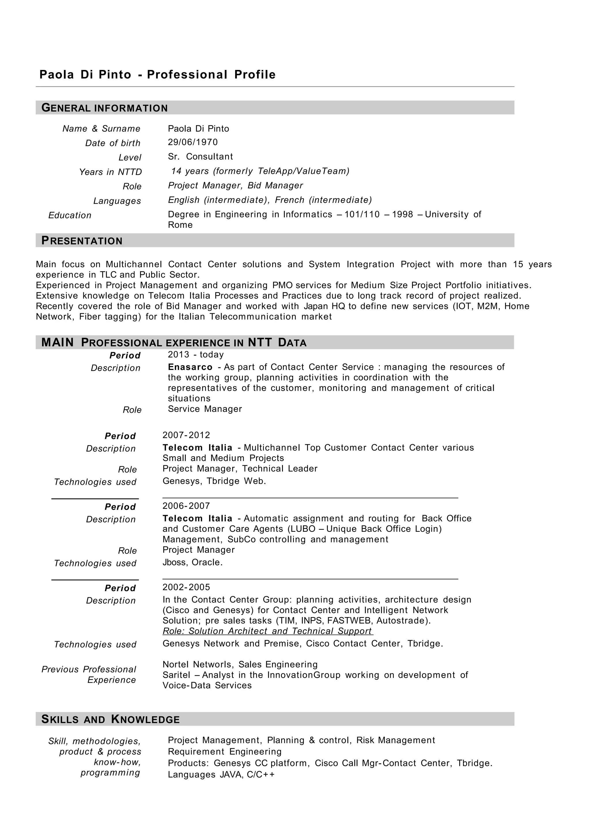 cv Paola Di Pinto_summary | DOC