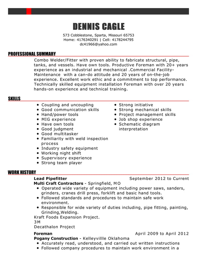 Dennis Cagle Resume Builder | PDF