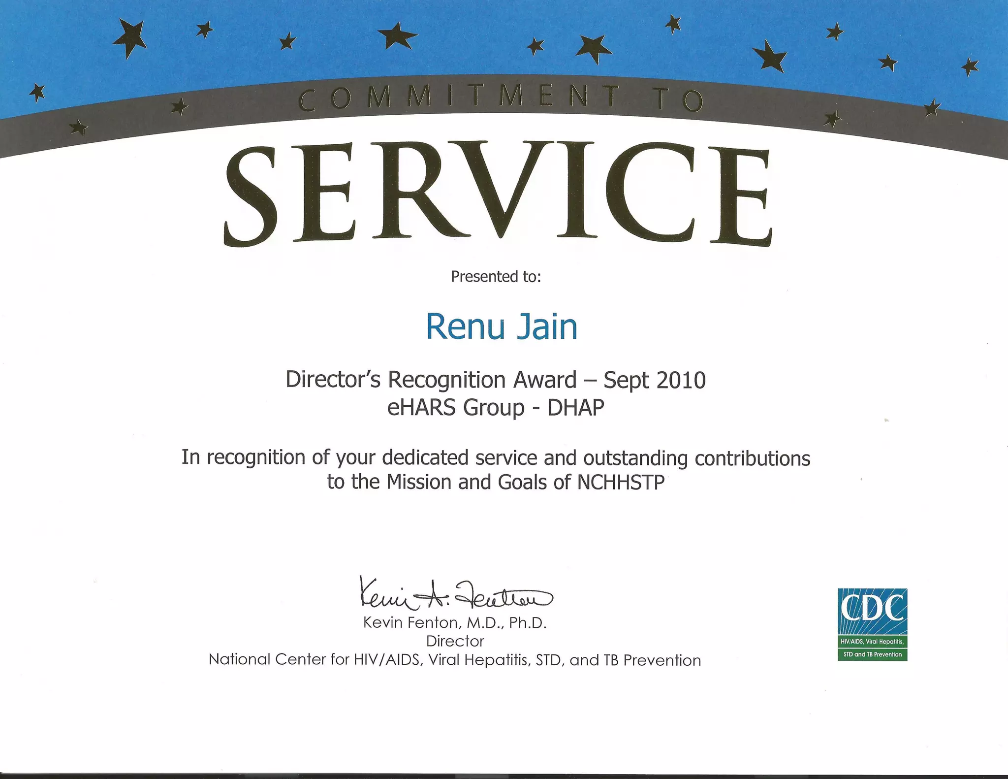 CDC Award Certificate - Portrait | PDF