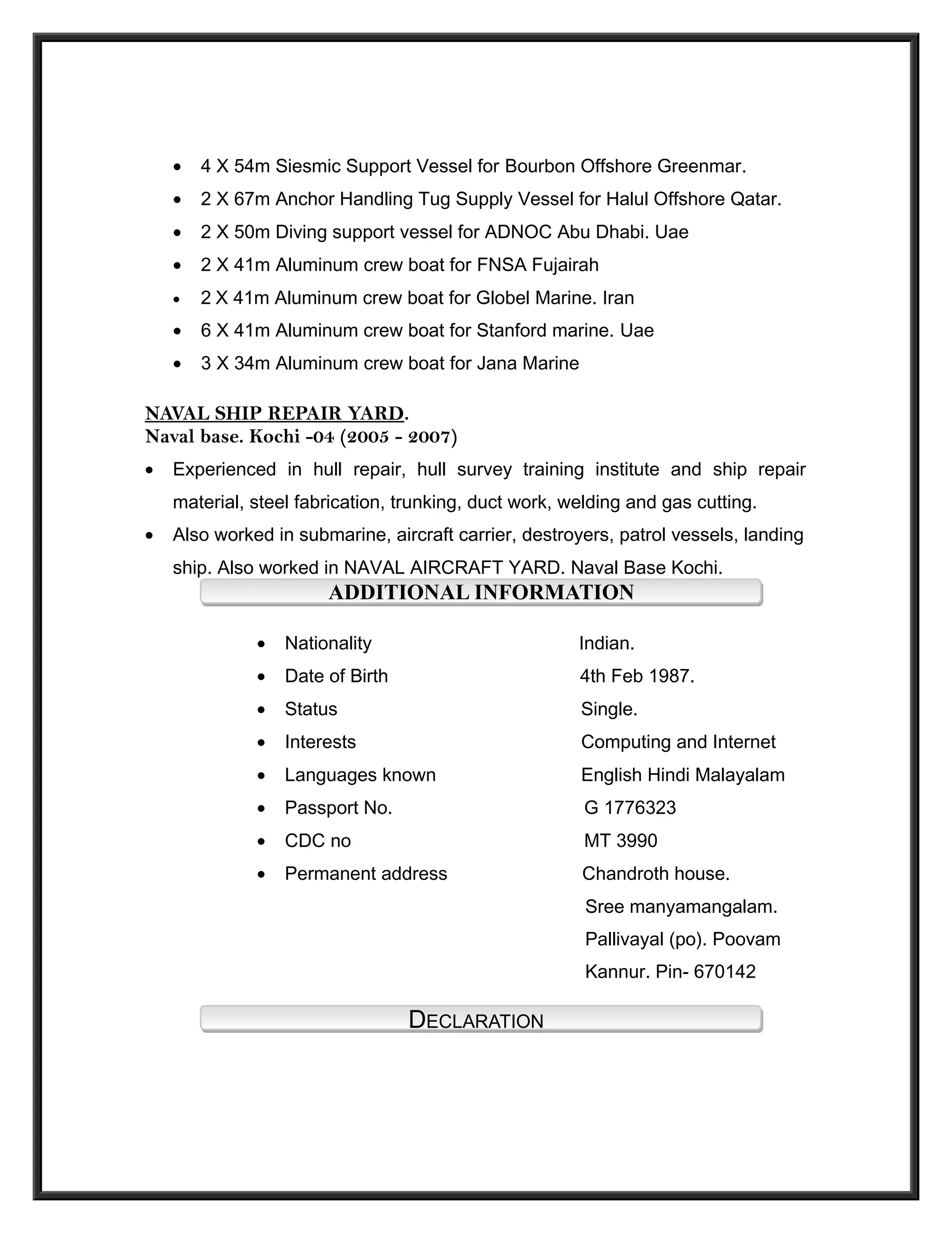Piping foreman resume Binoy tc | DOC