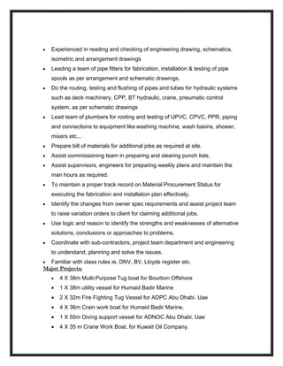 Piping foreman resume Binoy tc | DOC