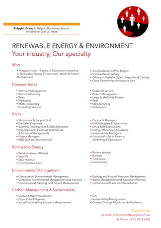 POLYGLOT GROUP - RecruitmentSolutions-Renewables&Environment | PDF