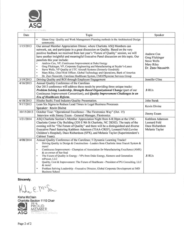 CQA letter #2 2014 - ASQ | PDF
