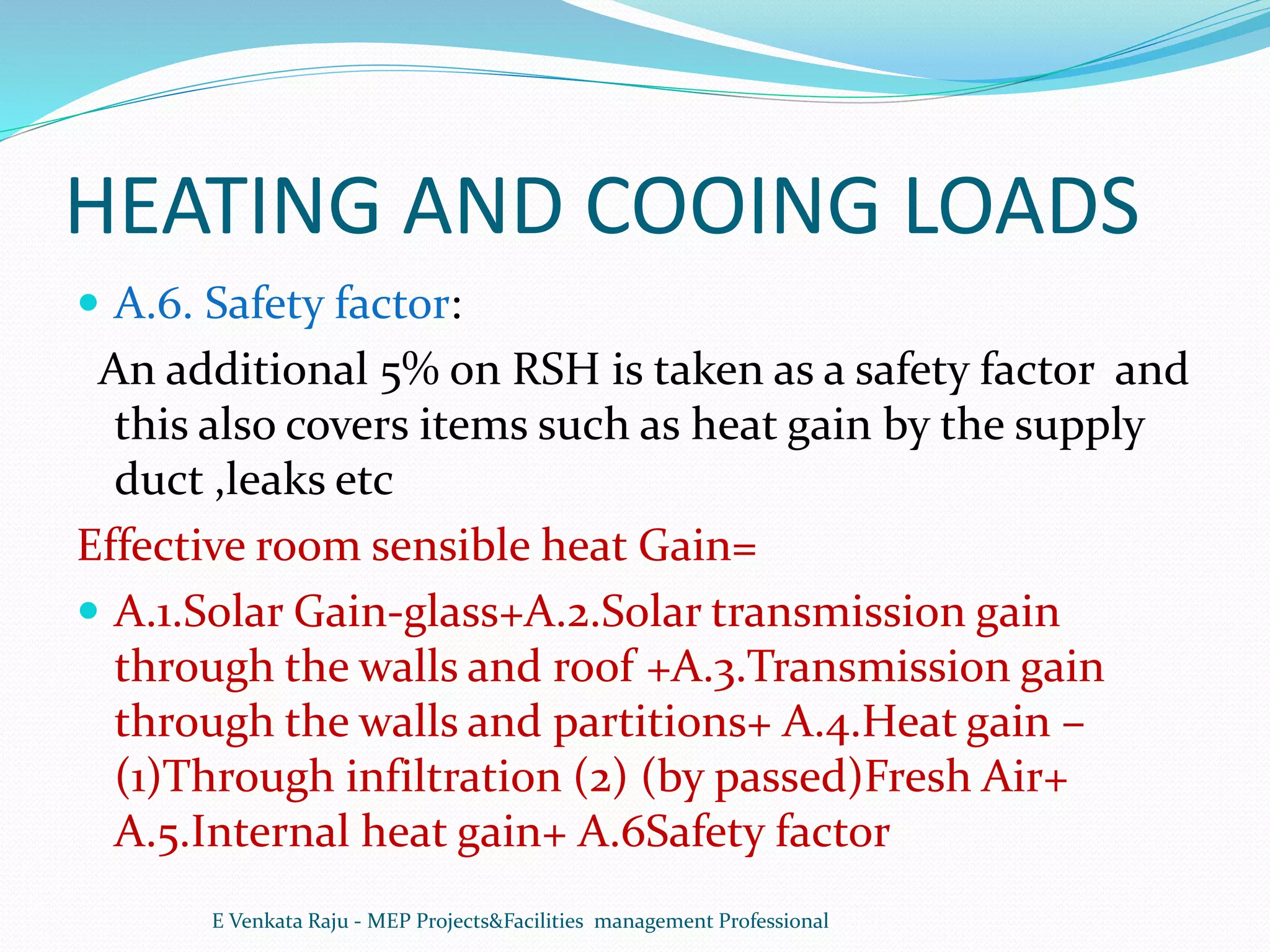 AIR CONDITIONING LOAD CALCULATIONS PRESENTATIONS by EVRAJU | PPSX