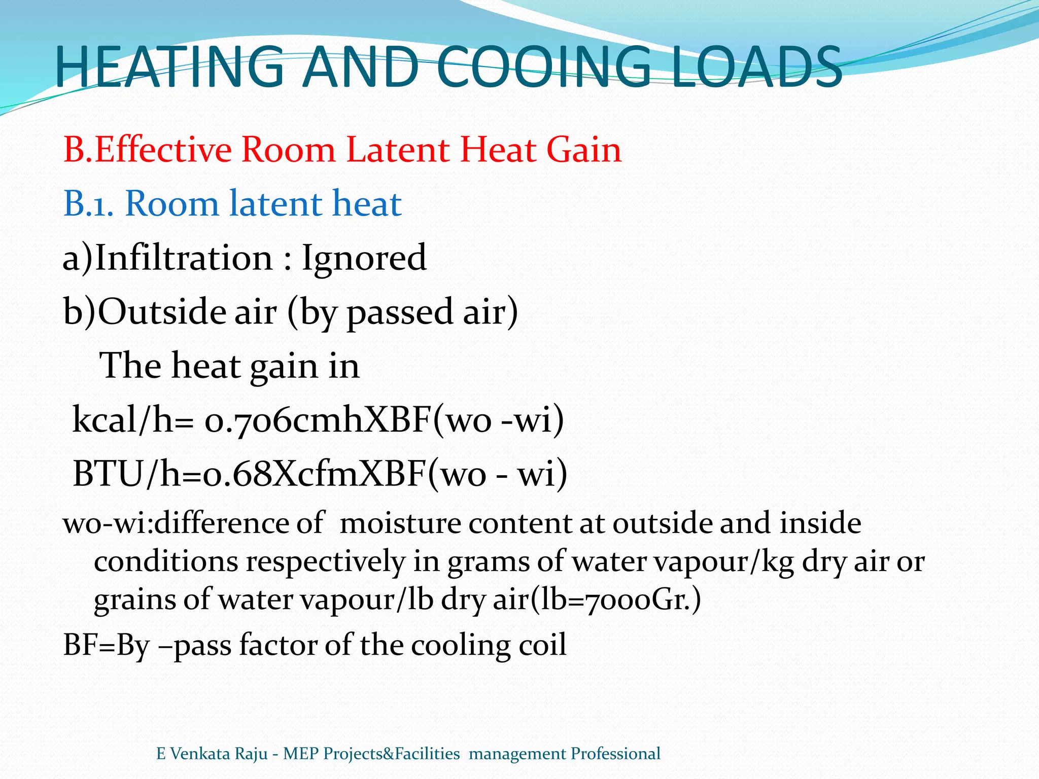 AIR CONDITIONING LOAD CALCULATIONS PRESENTATIONS by EVRAJU | PPSX