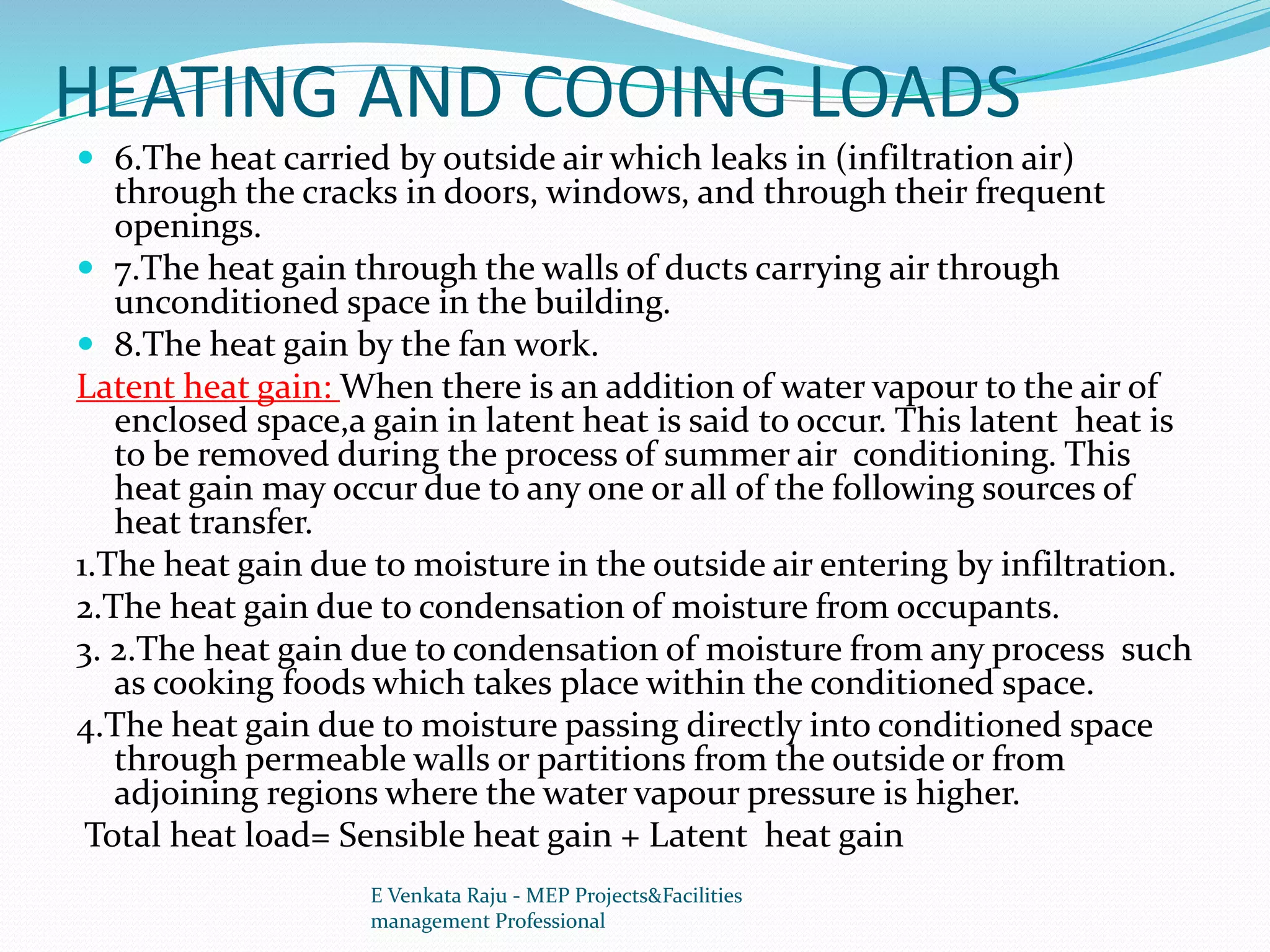 AIR CONDITIONING LOAD CALCULATIONS PRESENTATIONS by EVRAJU | PPSX