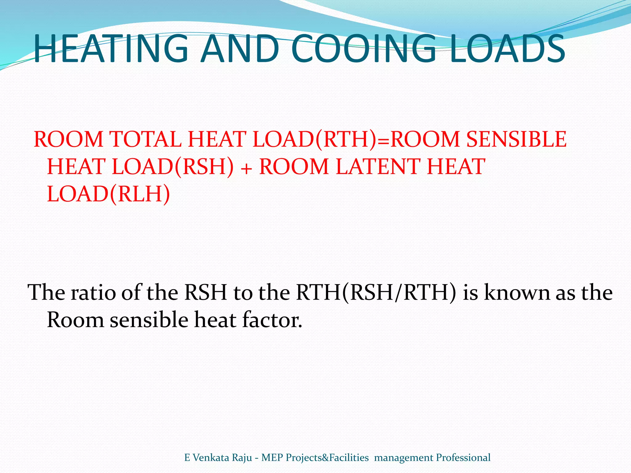AIR CONDITIONING LOAD CALCULATIONS PRESENTATIONS by EVRAJU | PPSX