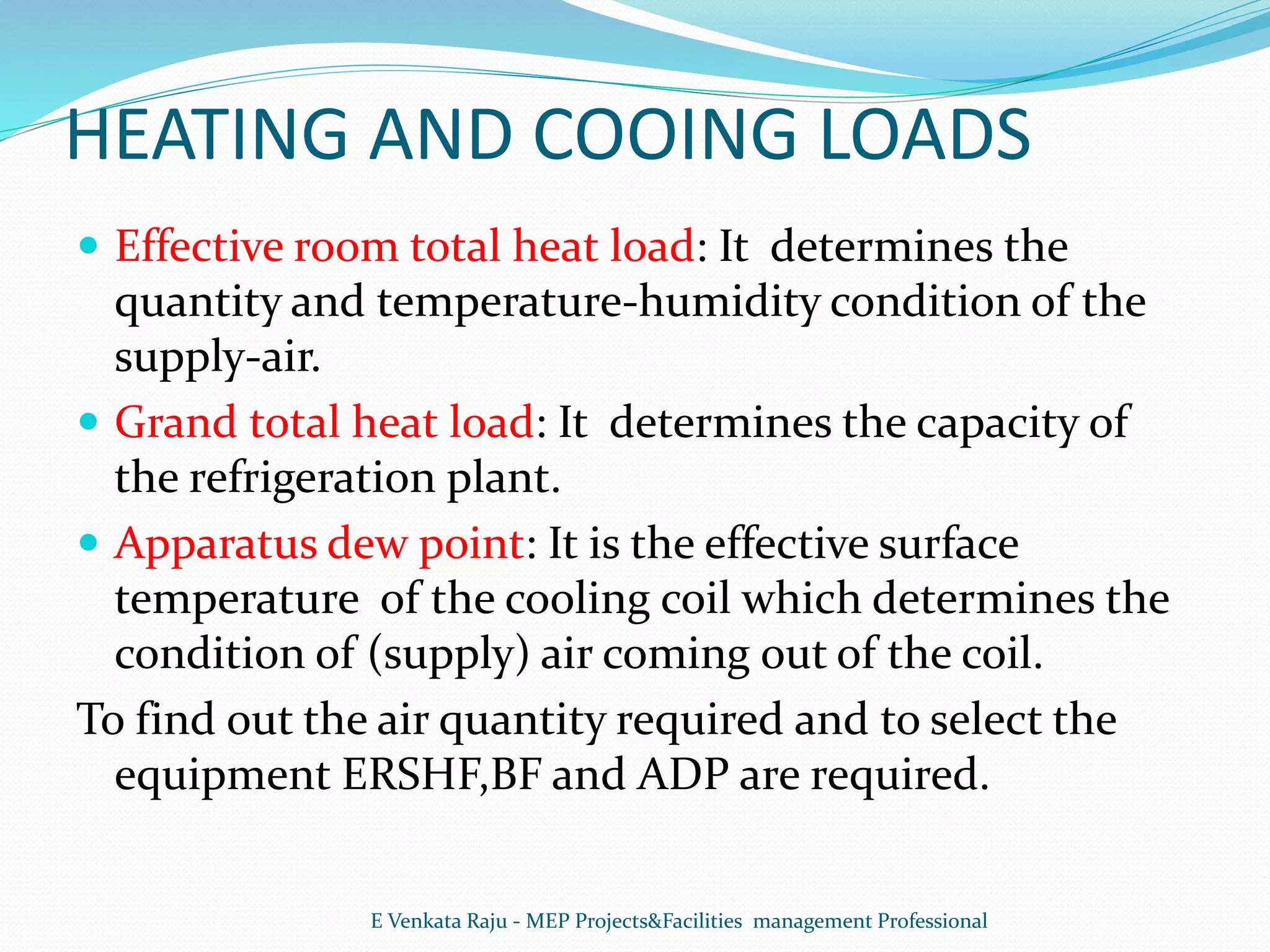 AIR CONDITIONING LOAD CALCULATIONS PRESENTATIONS by EVRAJU | PPSX