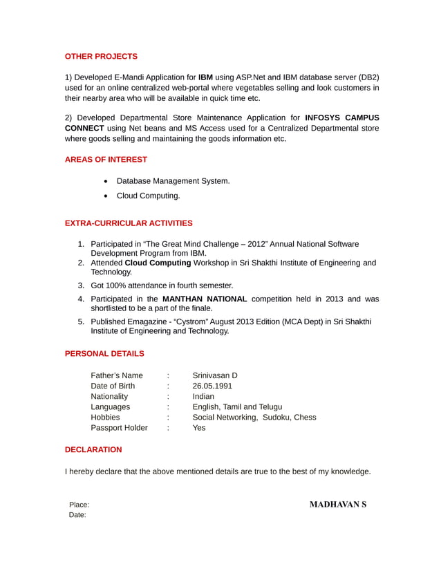 resume_madhavan | DOC | Computer Software and Applications | Computing