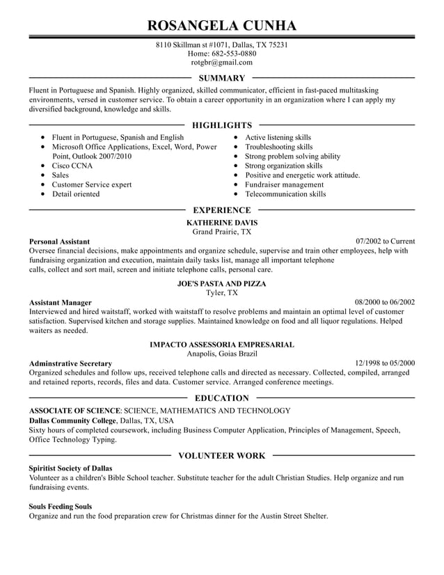 Rosangela Cunha Resume 1 (2) | PDF