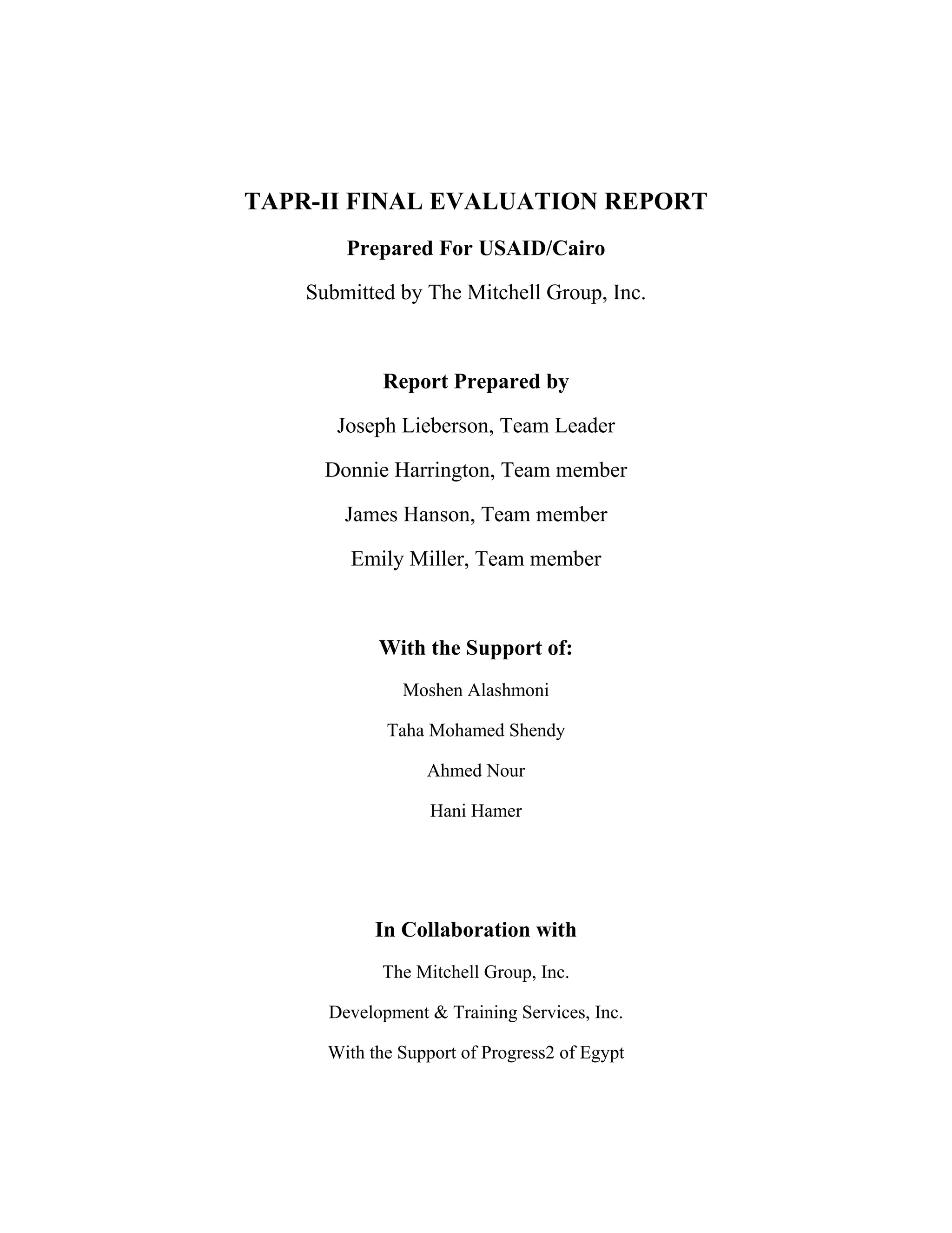TAPR-II Final Report | PDF