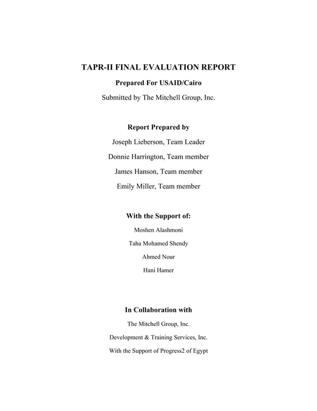 TAPR-II Final Report | PDF