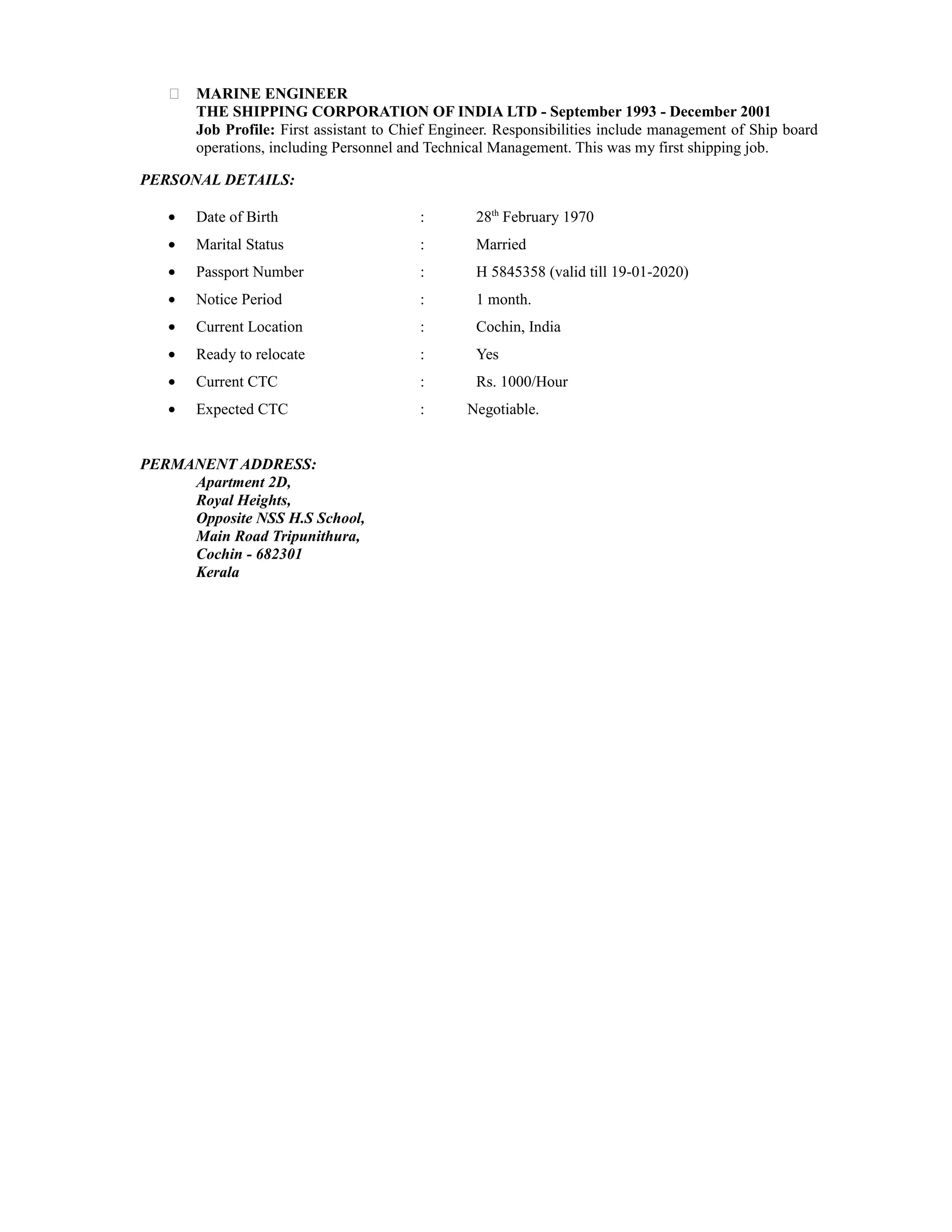 RESUME PRADEEP KARTHIKEYAN FOR COCHIN | DOC