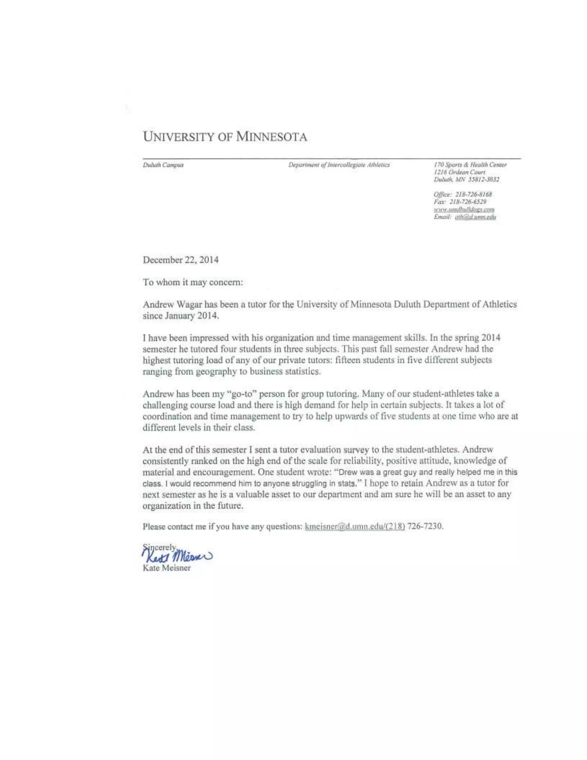 Andrew Wagar Letter of Recommendation (Professional) | DOCX