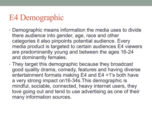 E4 Demographic (E4) | PPTX