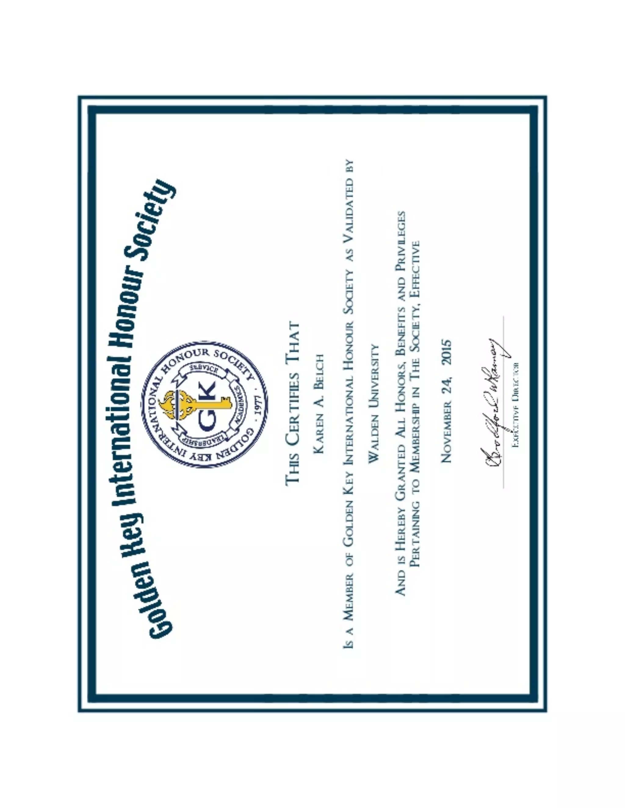 Golden Key Honour Society Certificate | PDF