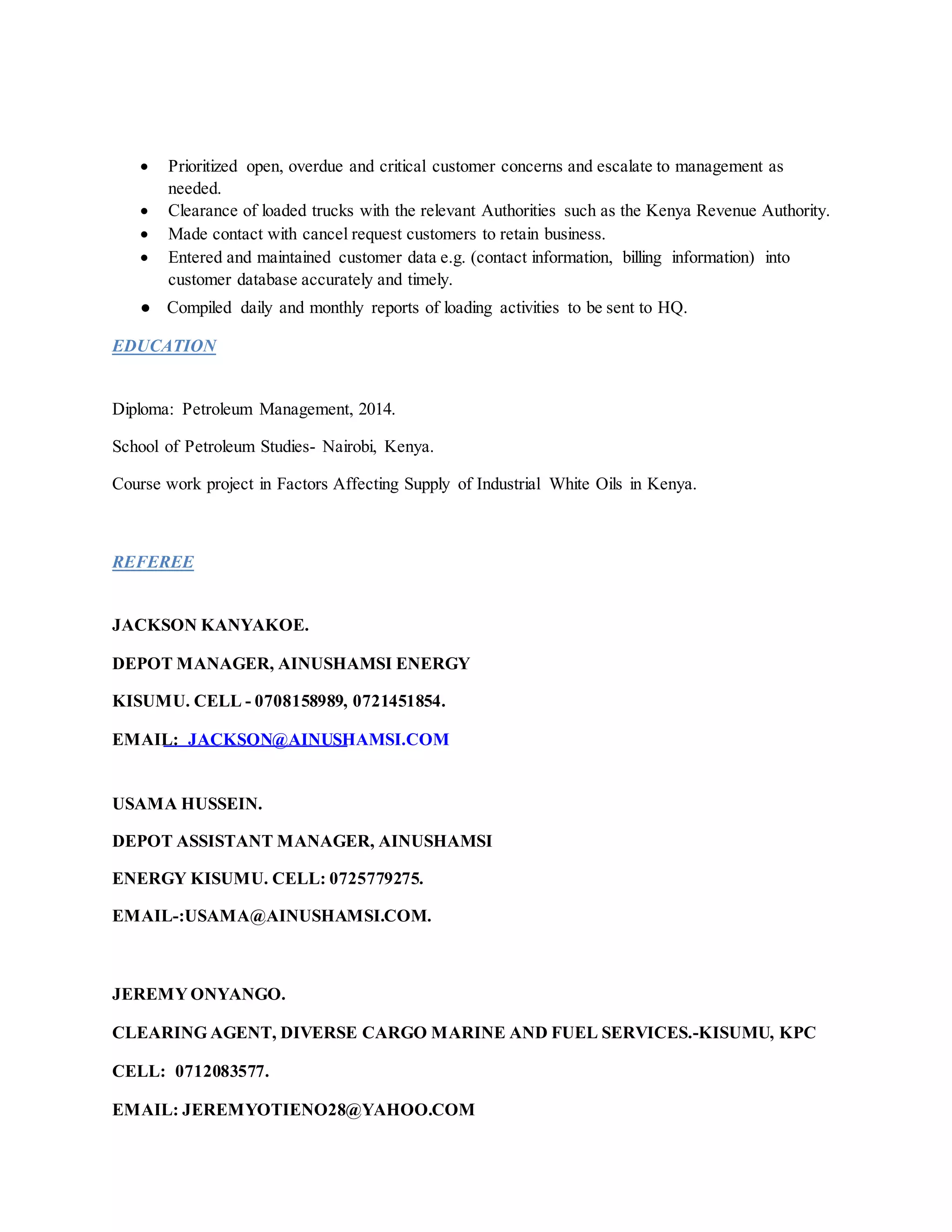 calvin cv | DOCX | Logistics | Business