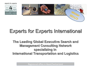 Experts for Experts Benelux | PPT | Management Consulting Industry ...