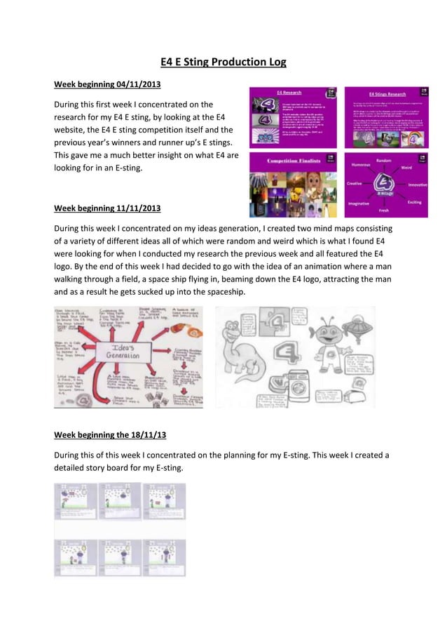 E4 e sting production log | DOCX