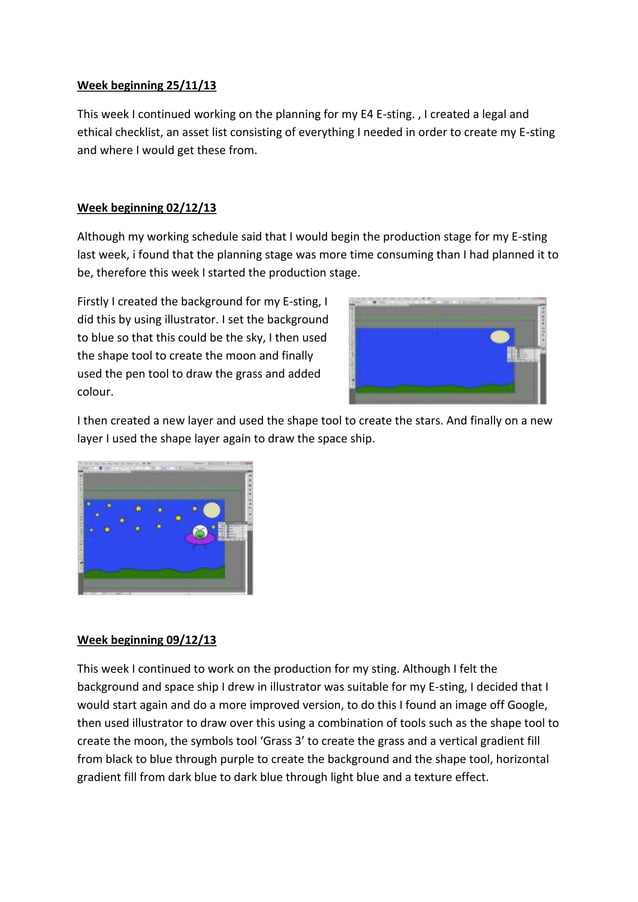 E4 e sting production log | DOCX