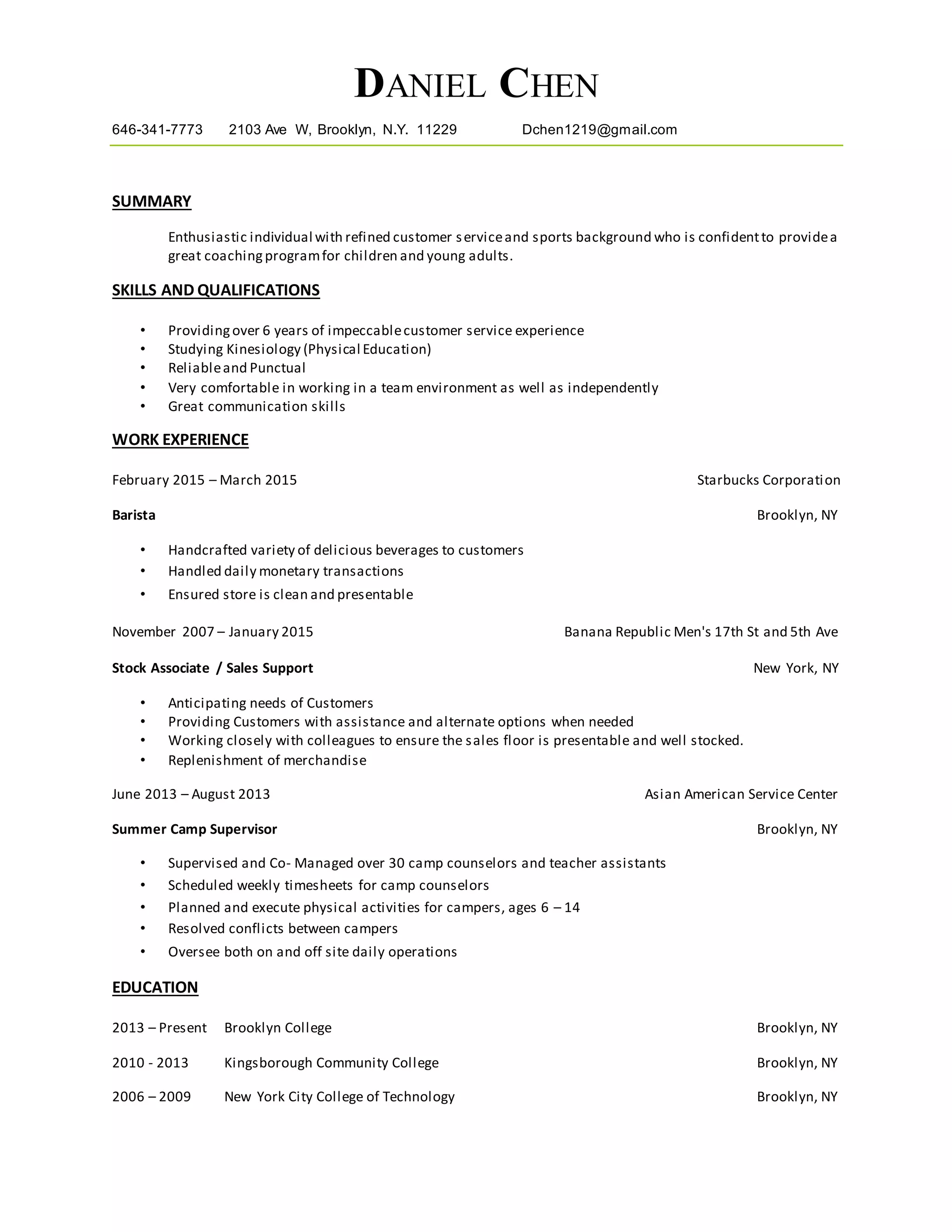 Daniel Chen Resume 2015 | DOCX