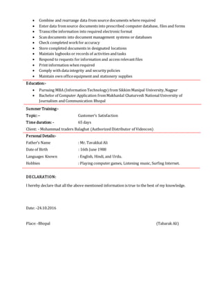 Tabarak Ali Presentation | PDF