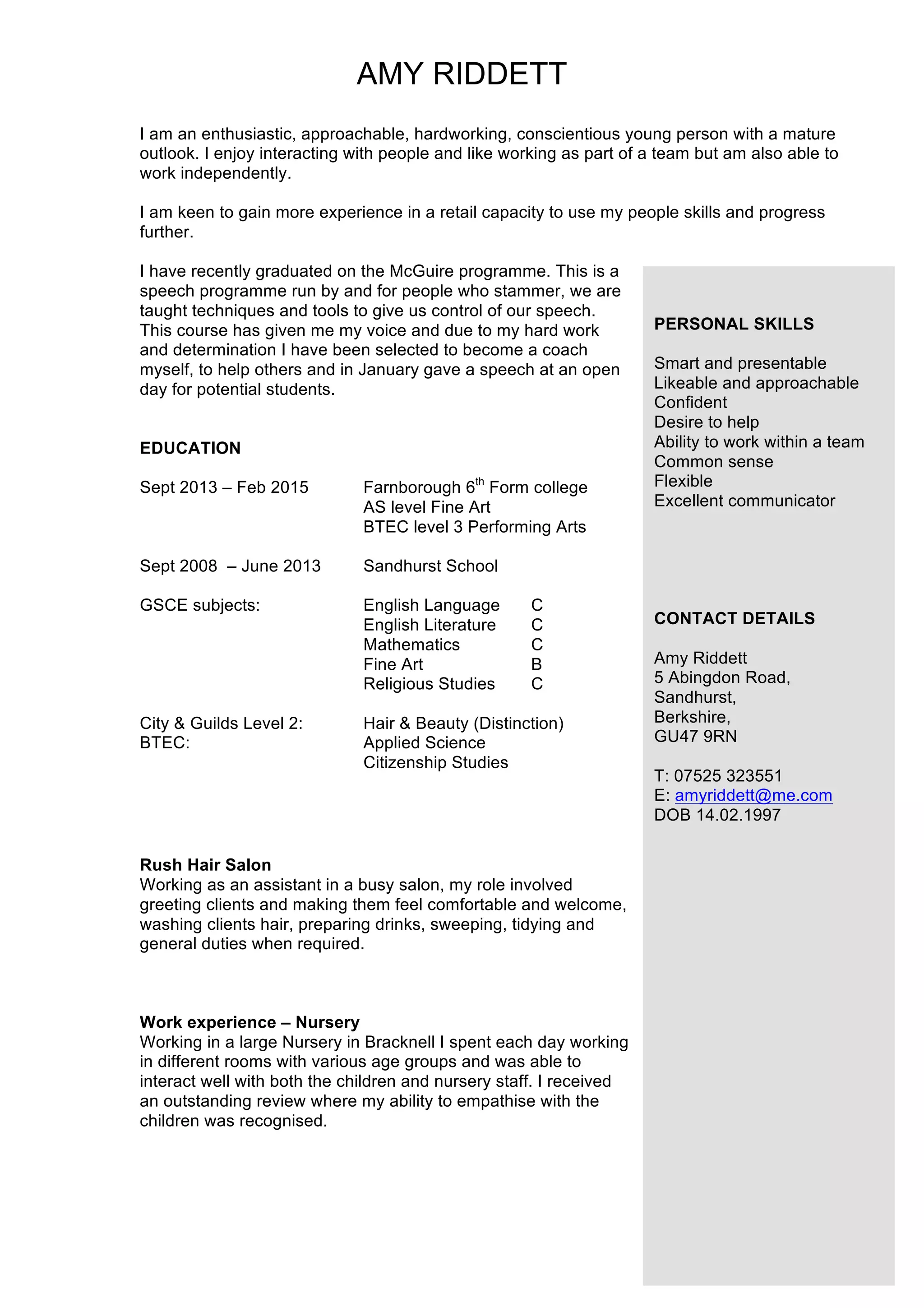 Amy CV 2015 may | PDF