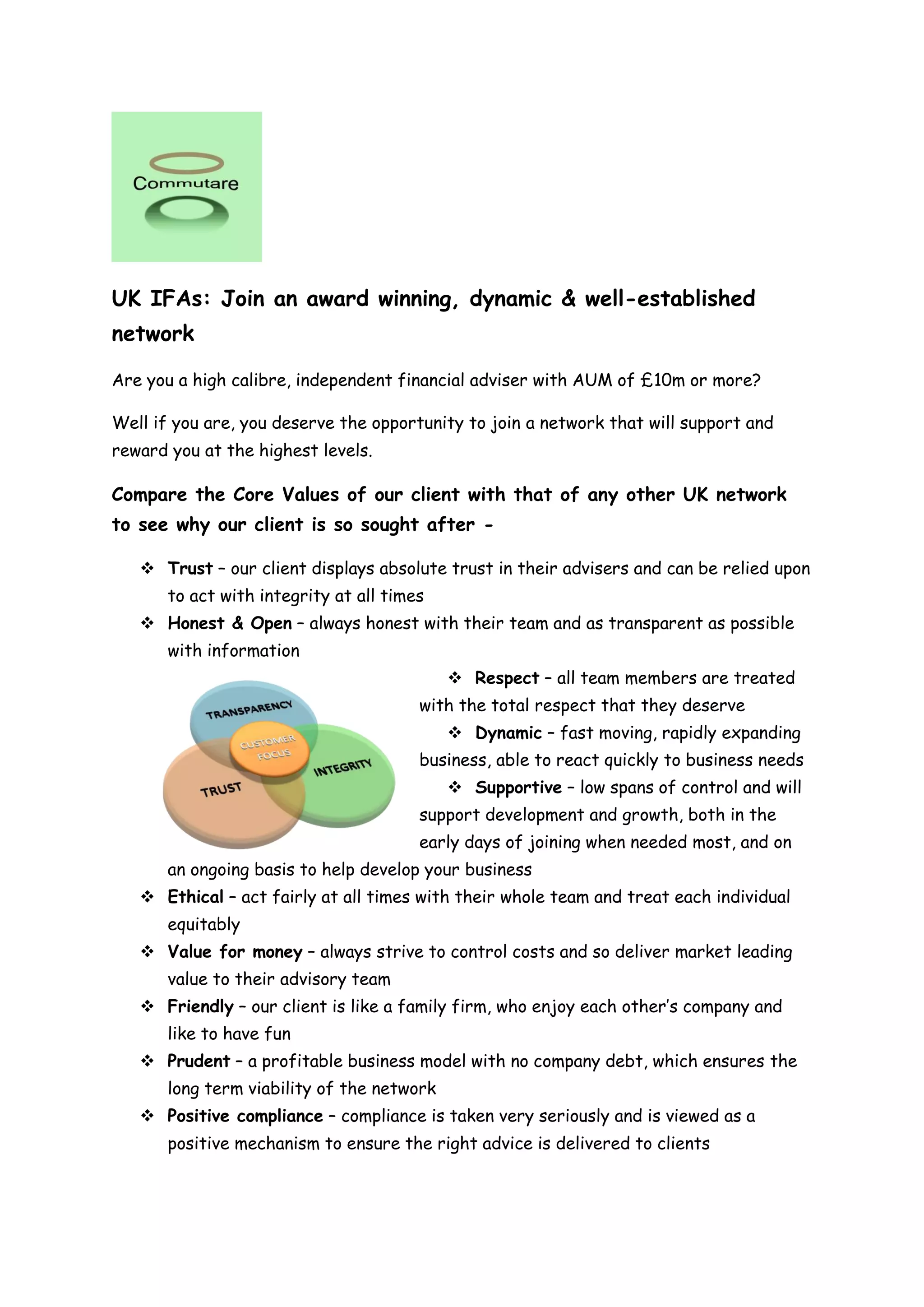 Join an award winning, dynamic & well-established UK network | PDF