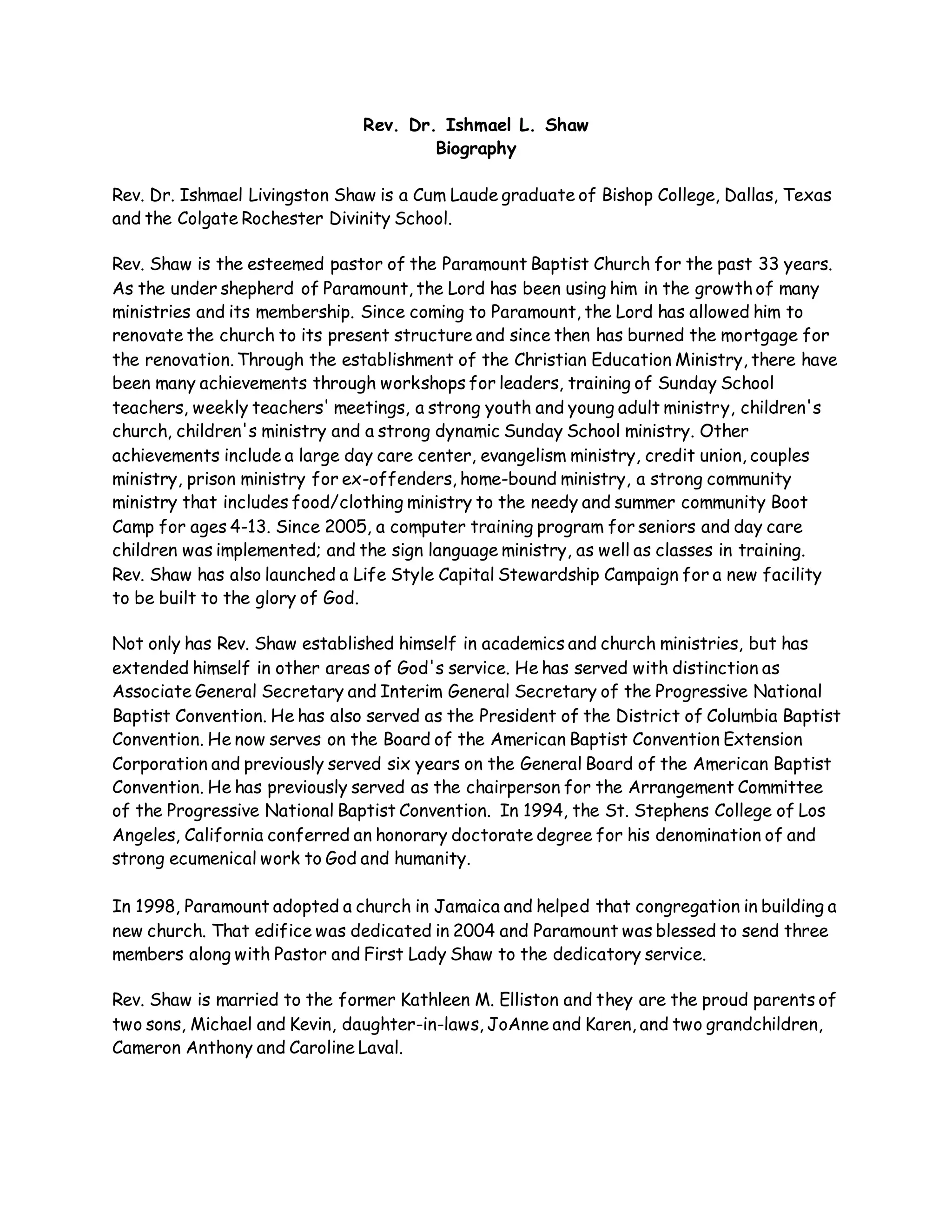 PastorShaw_BIO_Oct 2015 | DOCX