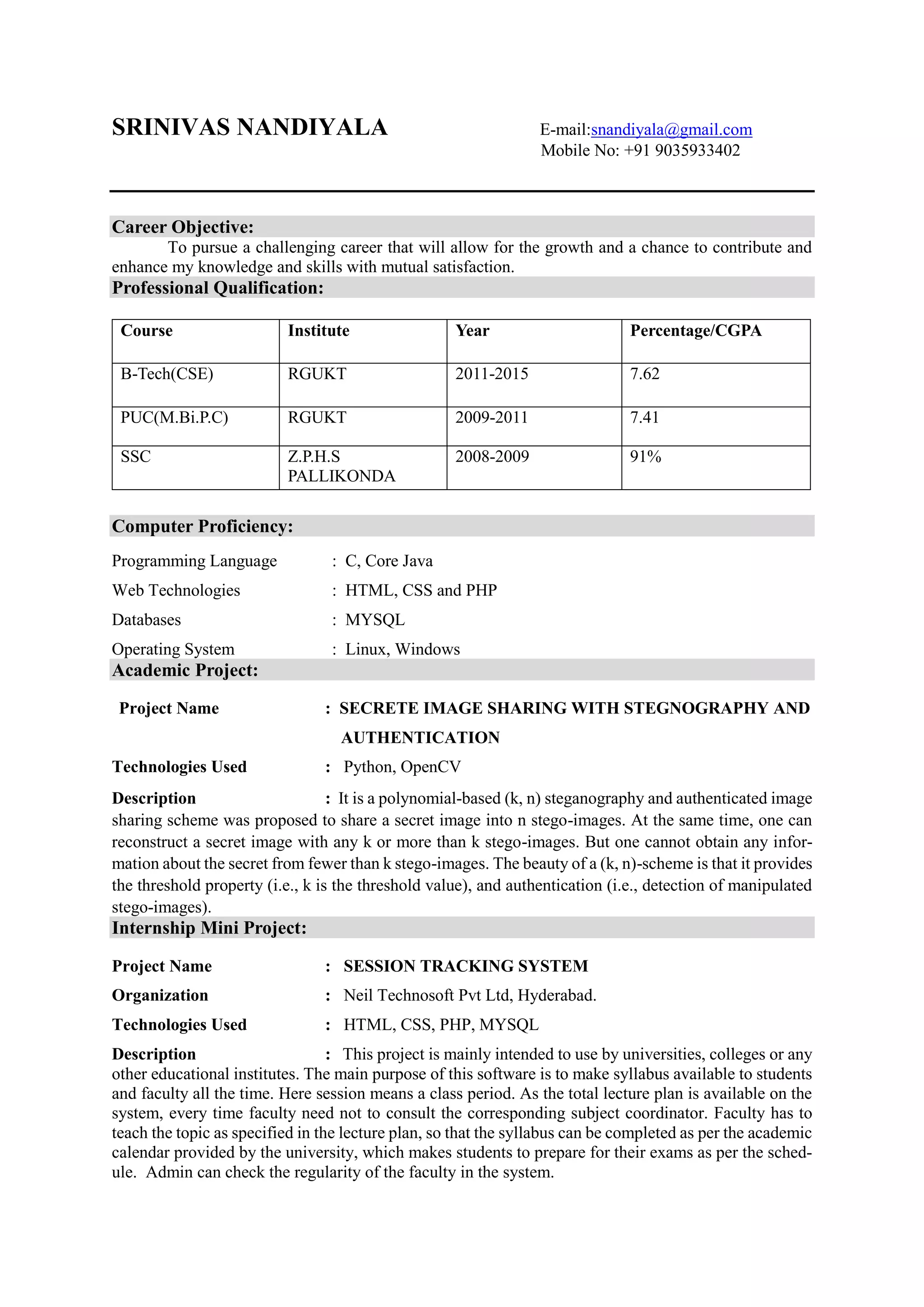 SRINIVAS-RESUME | PDF