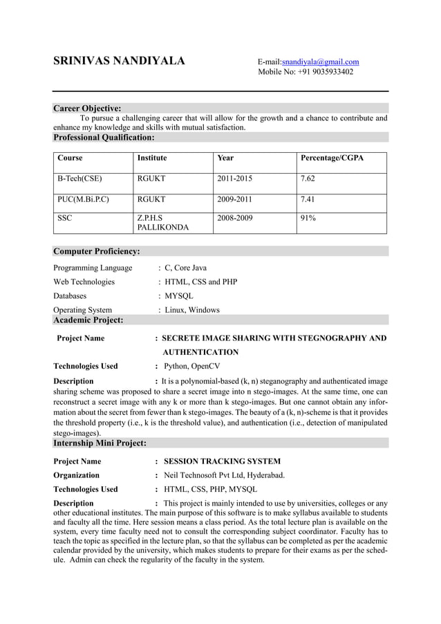 SRINIVAS-RESUME | PDF
